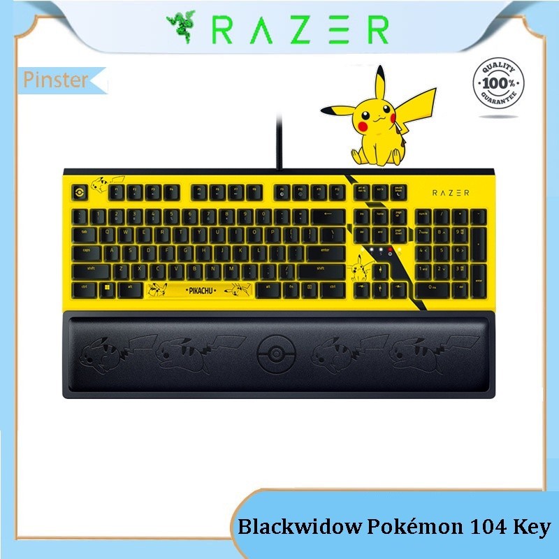 คีย์บอร์ดเล่นเกม Razer Blackwidow Pokémon 104 Key Wrist Rest Backlit ...