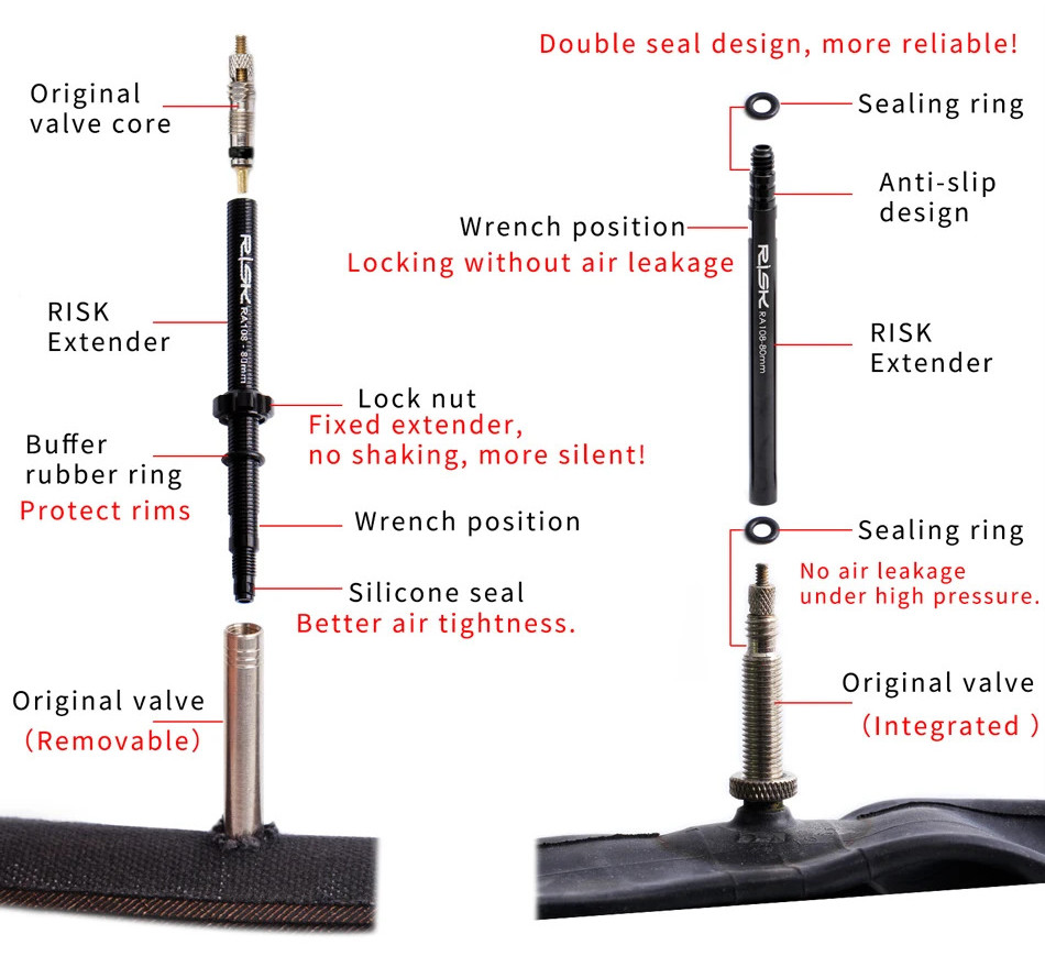 Risk Integrated Removable 45mm 80mm BIKE BICYCLE Inner tubes presta ...