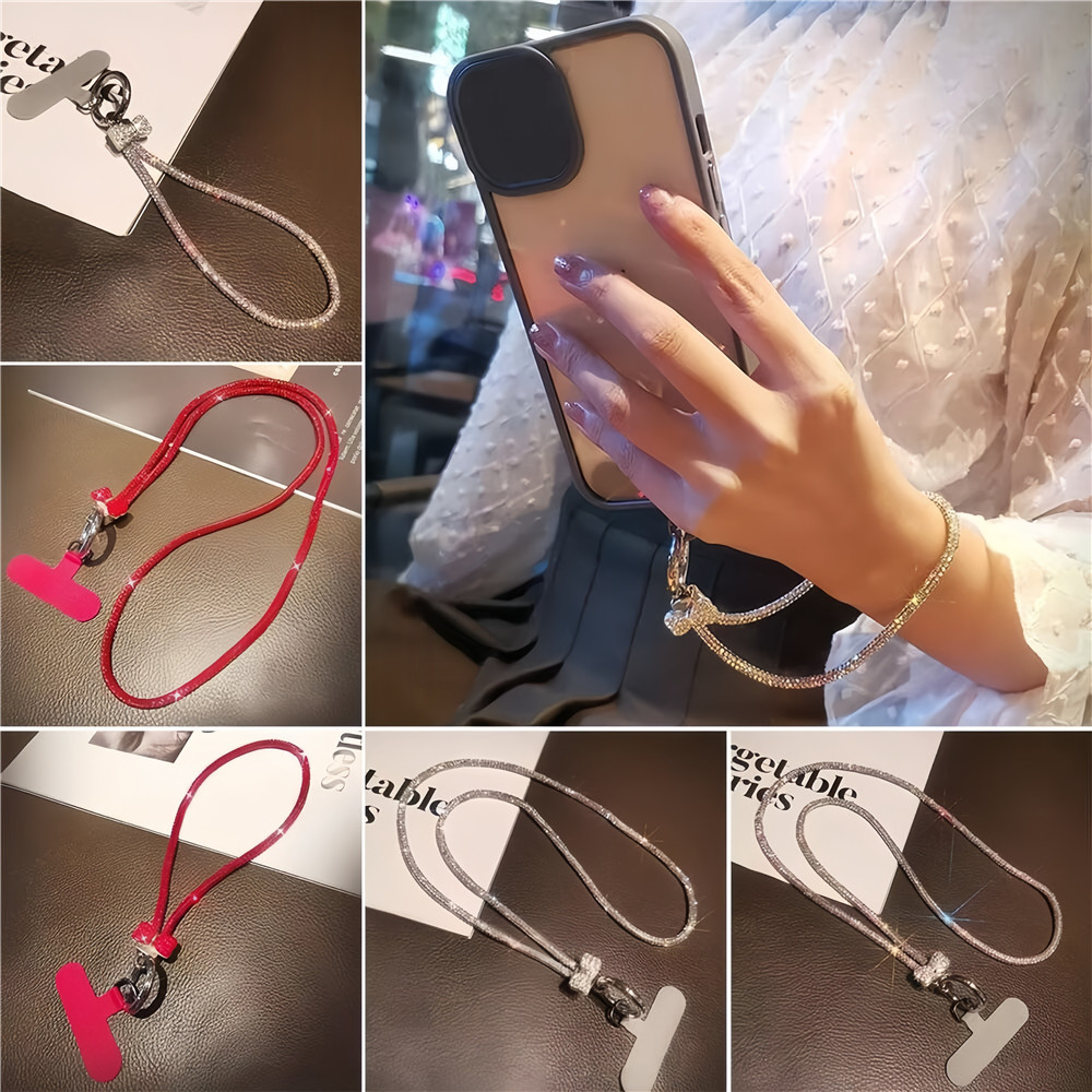 Rhinestones Shinning Diamond Lanyard ข้อมือสั้น / โซ่โทรศัพท์แฟชั่น ...