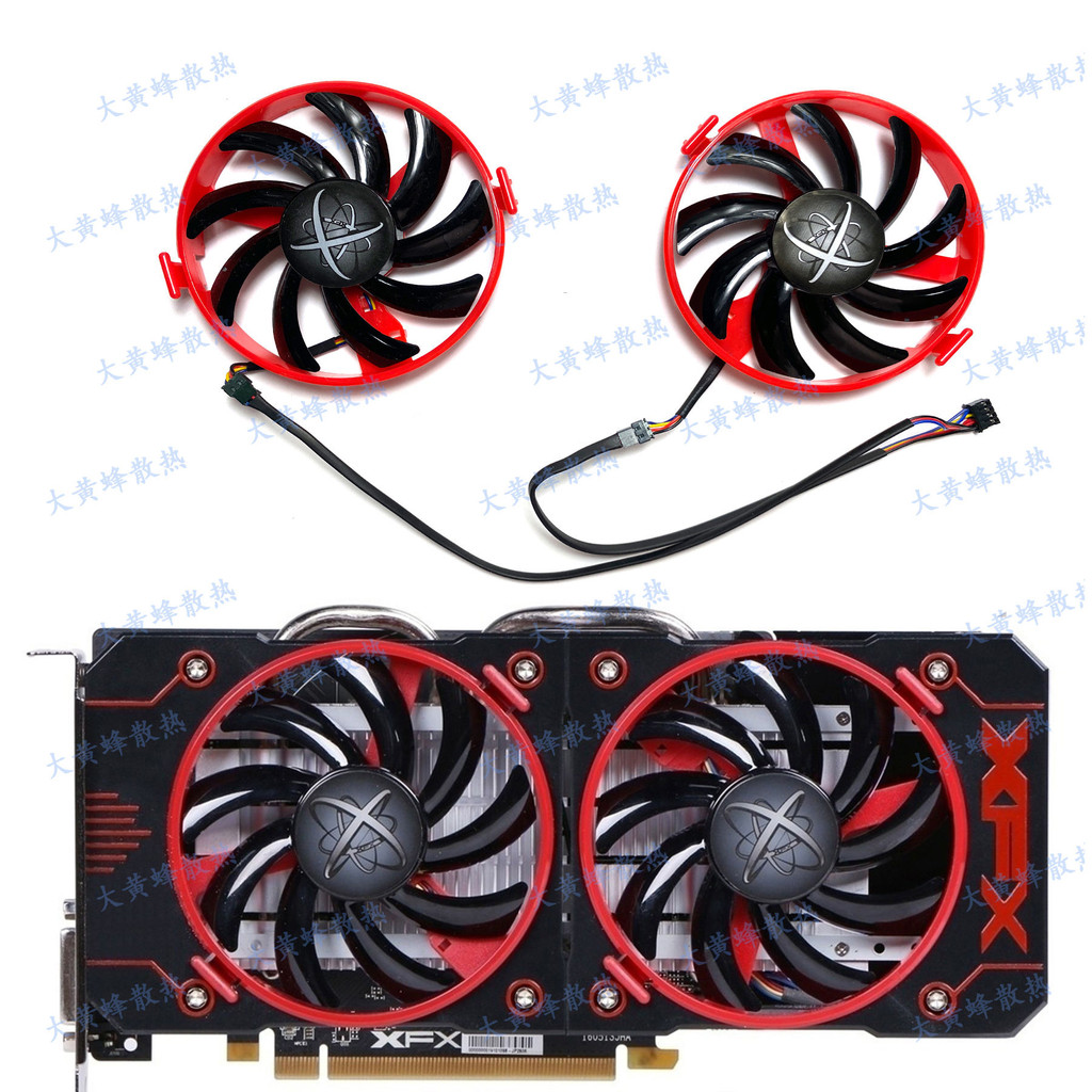 ยี่ห้อใหม่ XFX/XFX R9 370 380 380X RX460 สีดําหมาป่ารุ่นกราฟิกการ์ดพัด ...