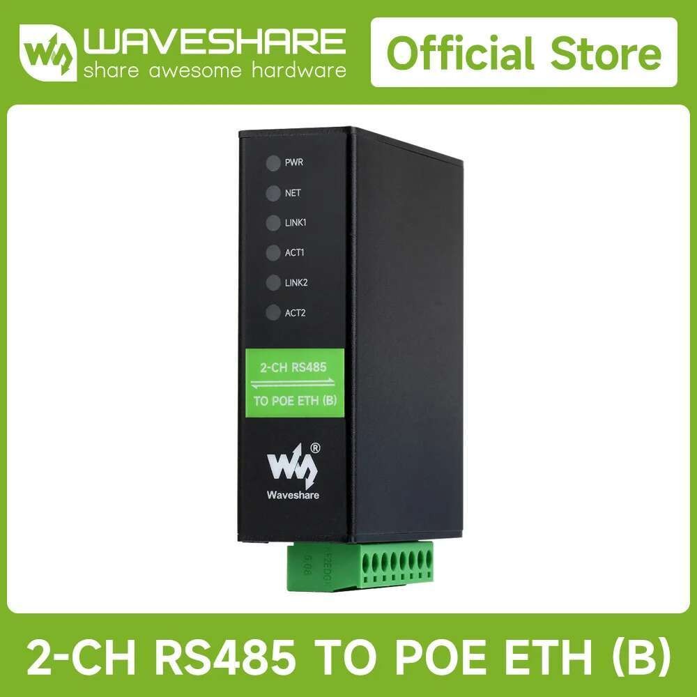 Waveshare 2-Ch RS485 To RJ45 Ethernet Serial Server, Dual Channels RS485 การทํางานอิสระ, เกตเวย์ ...