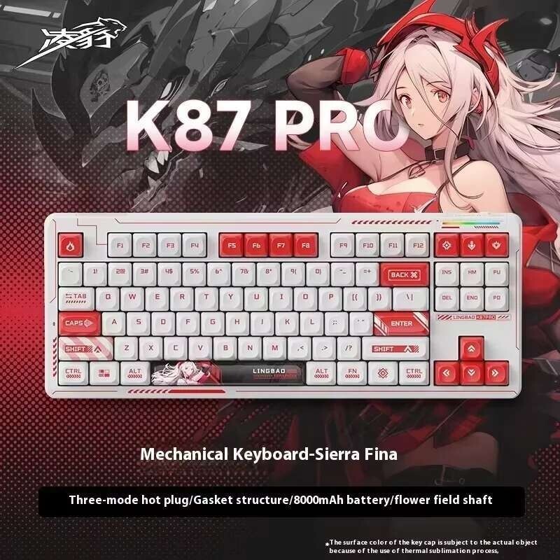 Seraphina K87 Pro Mechanical สามโหมดไร้สายเกมที่กําหนดเองอะนิเมะสาวคีย์บอร์ด RGB Hot Swap ปะเก็น ...