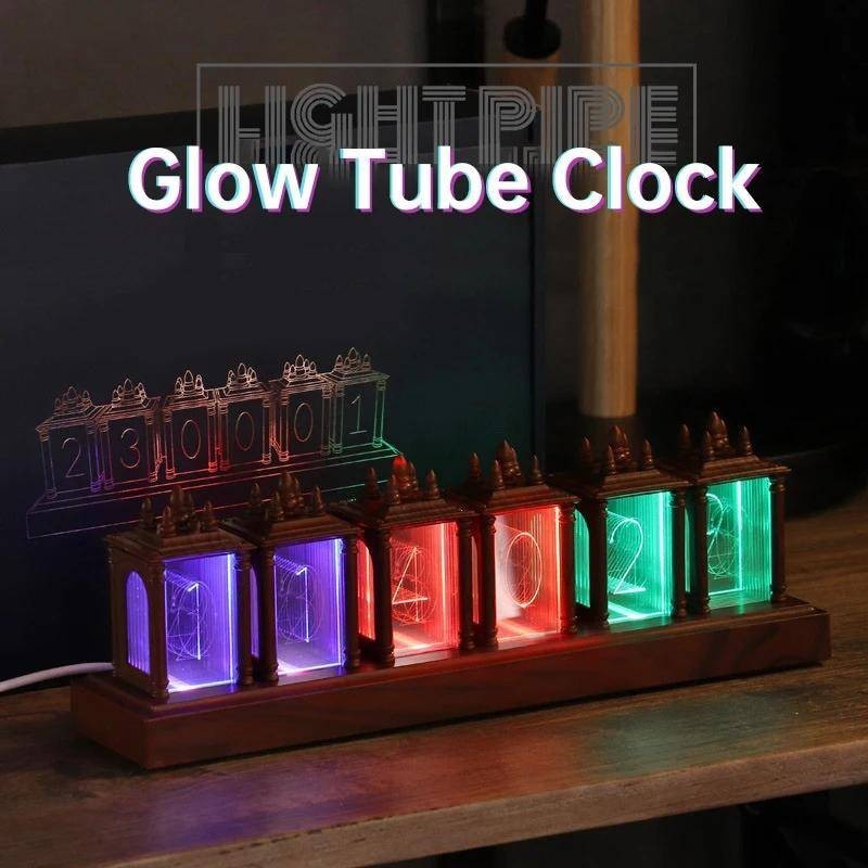 ♞Cyberpunk Nixie Tube นาฬิกาไฟกลางคืน RGB Glow Tube นาฬิกาไม้ LED โคมไฟ ...
