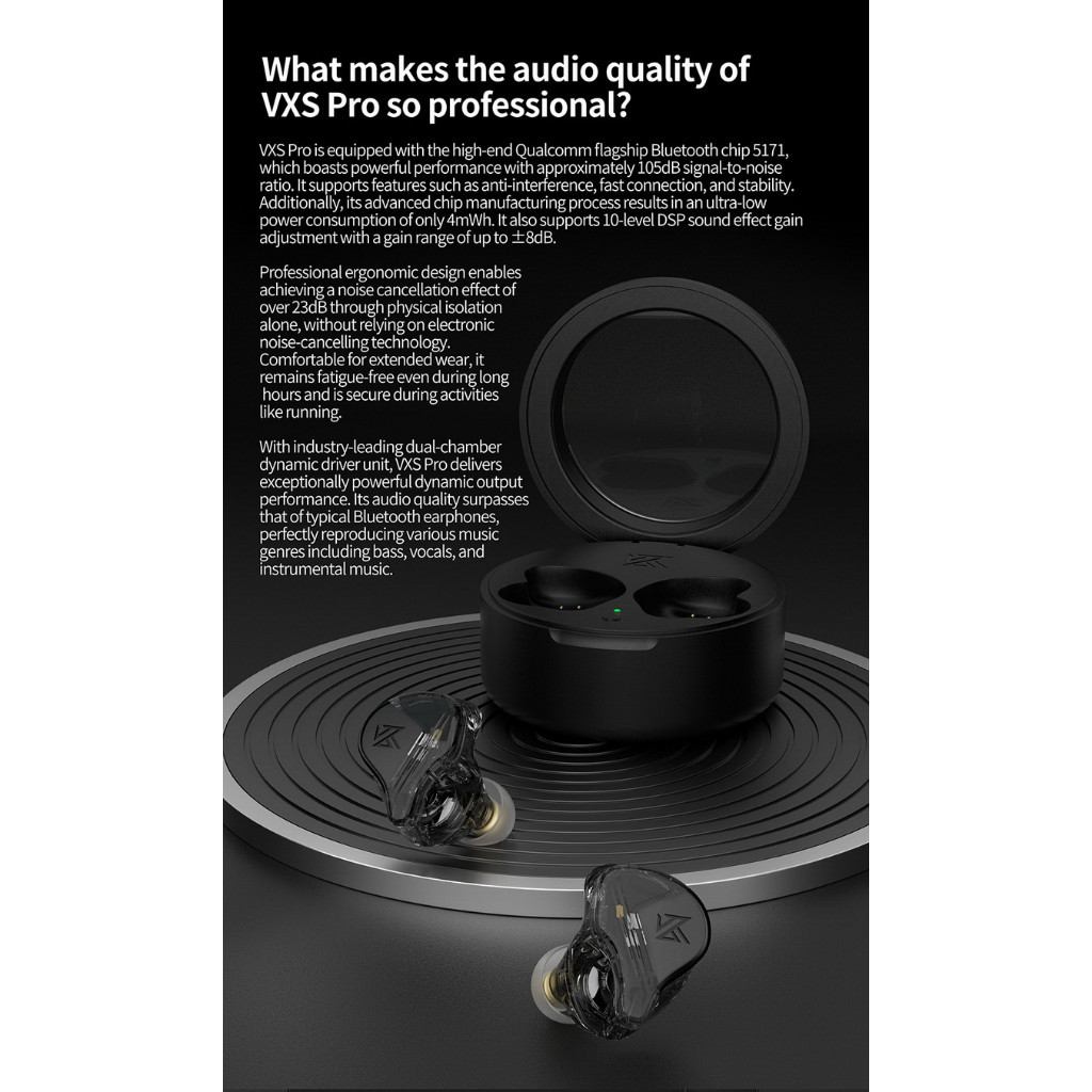 (ประกันศูนย์ไทย) KZ VXS PRO หูฟัง TWS รองรับ Bluetooth5.3 ชิป Qualcomm QCC5171 | Shopee Thailand