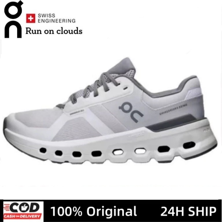 【100% Original】On Running Cloud Runner 2 Grey White Low-top Unisex ...