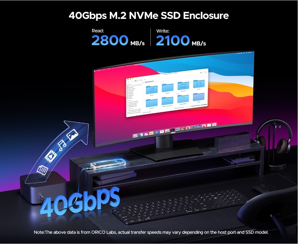 Orico M.2 NVMe SSD Enclosure 40Gbps M2 NVMe สําหรับ Thunderbolt 3 4 ...