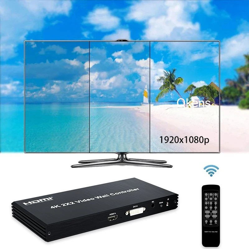 4k Video Wall Controller Multi Screen Stitching โปรเซสเซอร์ 1x2 1x3 1x4 ...