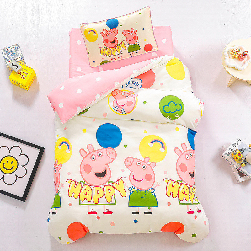 Piggy Peppa Pig เด็กอนุบาลผ้านวมชุดหกชิ้นผ้าฝ้ายแท้ชุดสามชิ้น Nap Quilt ...