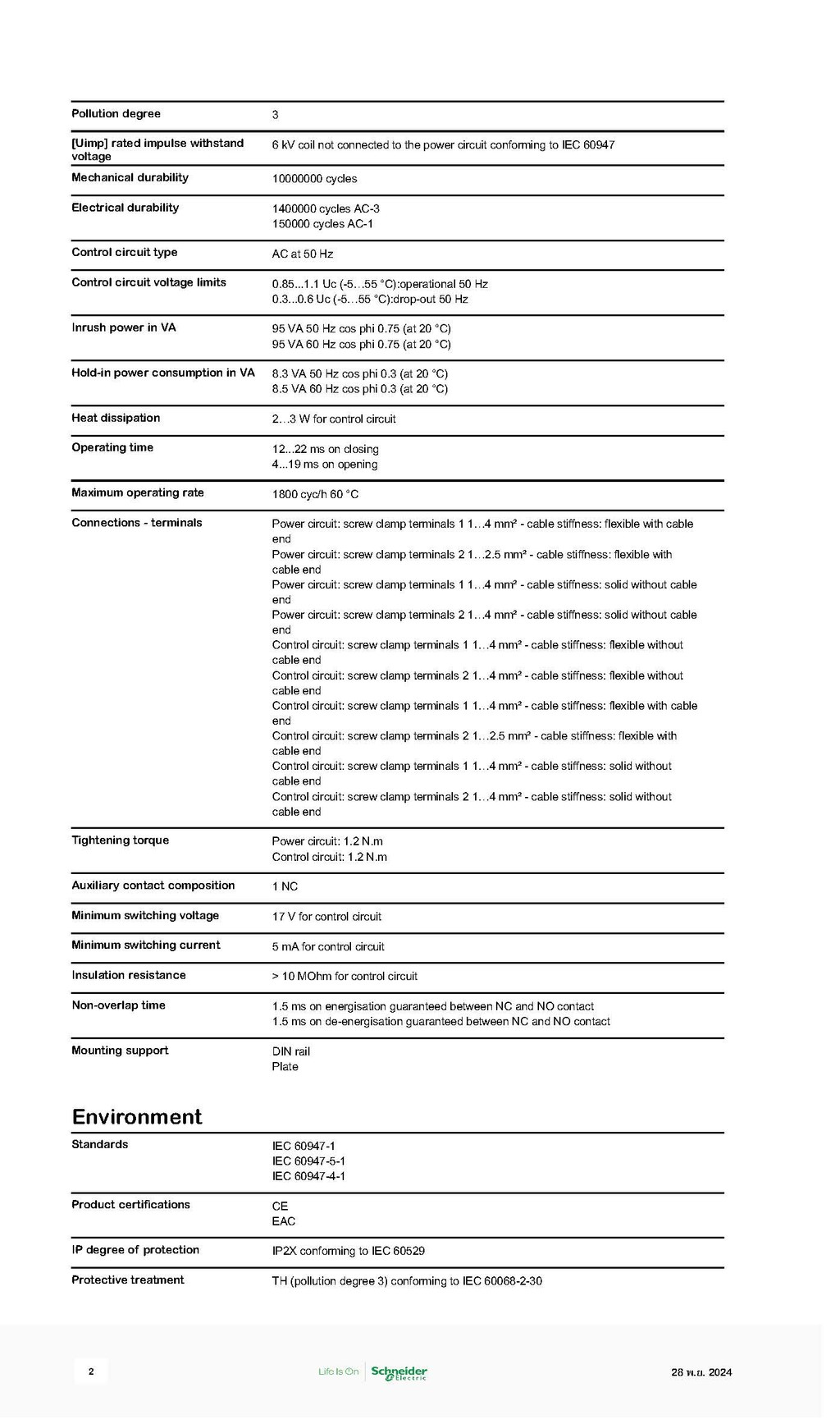 Schneider Contactor,Easy TeSys Control,LC1E,3P(3NO),AC-3, 9A,220V AC ...