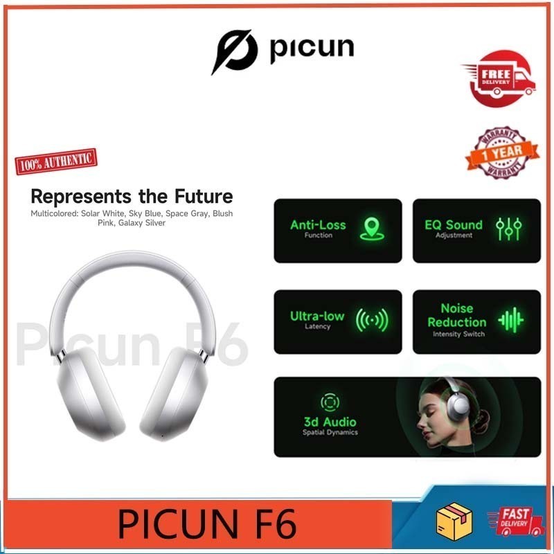 Picun F6 หูฟังบลูทูธไร ้ สาย , อุปกรณ ์ ตัดเสียงรบกวนแบบแอคทีฟ , HI-RES ...