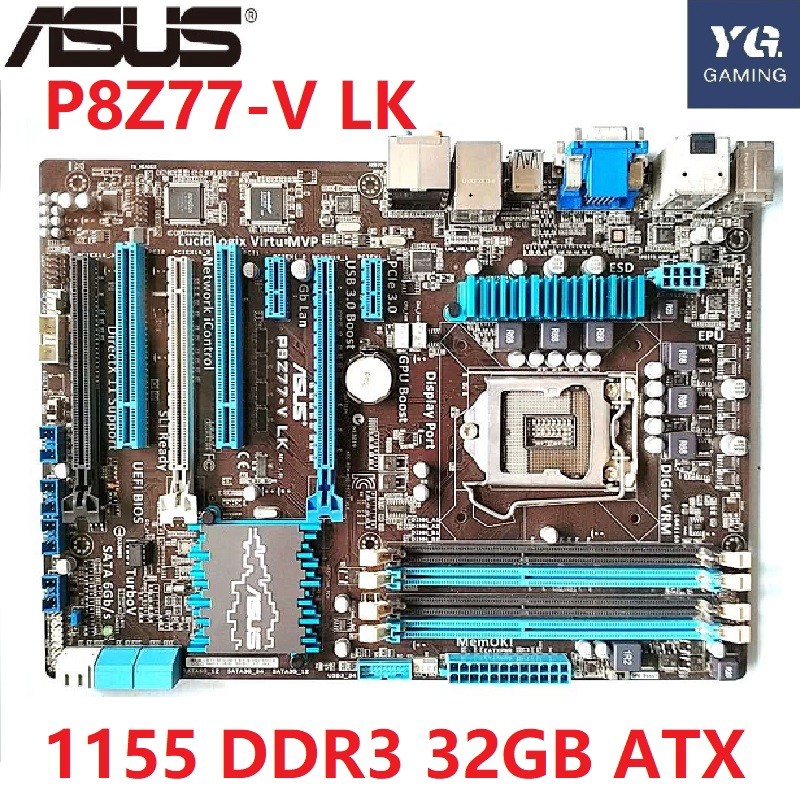 ในสต็อกใช้สําหรับ Asus P8Z77-V LK เมนบอร์ดเดสก์ท็อป Z77 ซ็อกเก็ต LGA 1155 i3 i5 i7 DDR3 32G ...