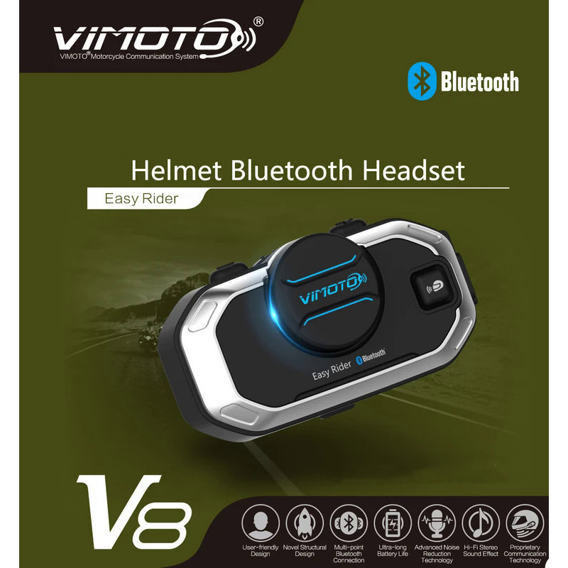 Vimoto V8ชุดหูฟังอินเตอร์โฟน BT มอเตอร์ไซค์, รุ่นภาษาอังกฤษมี GPS อินเตอร์คอม Headphone STEREO ...