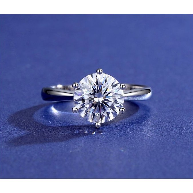 ในสต็อก D Color Moissanite [พร้อมใบรับรอง GRA] 100% S925 Sterling Silver Classic Six Prongs, 8 ...