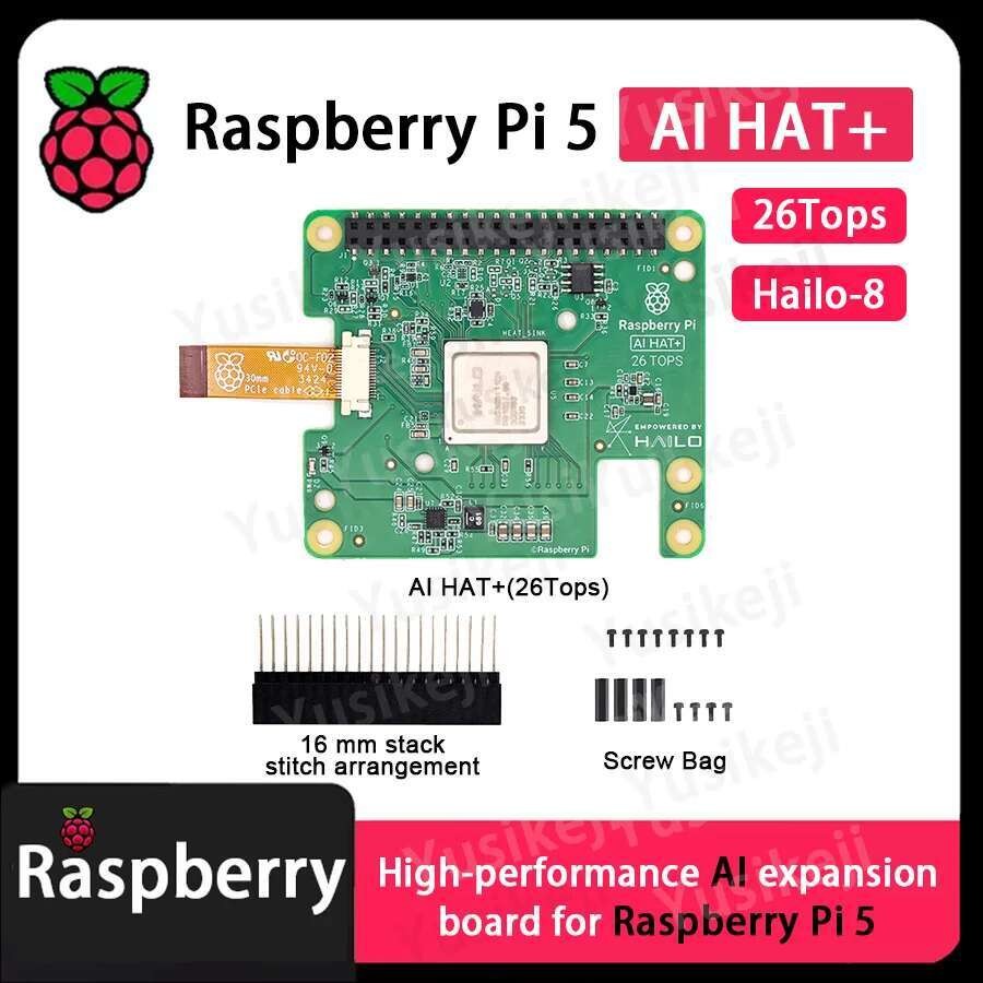 Original Raspberry Pi 5 AI HAT+ บอร์ดขยาย 13Tops 26Tops M.2 HAT+ PCIe ...