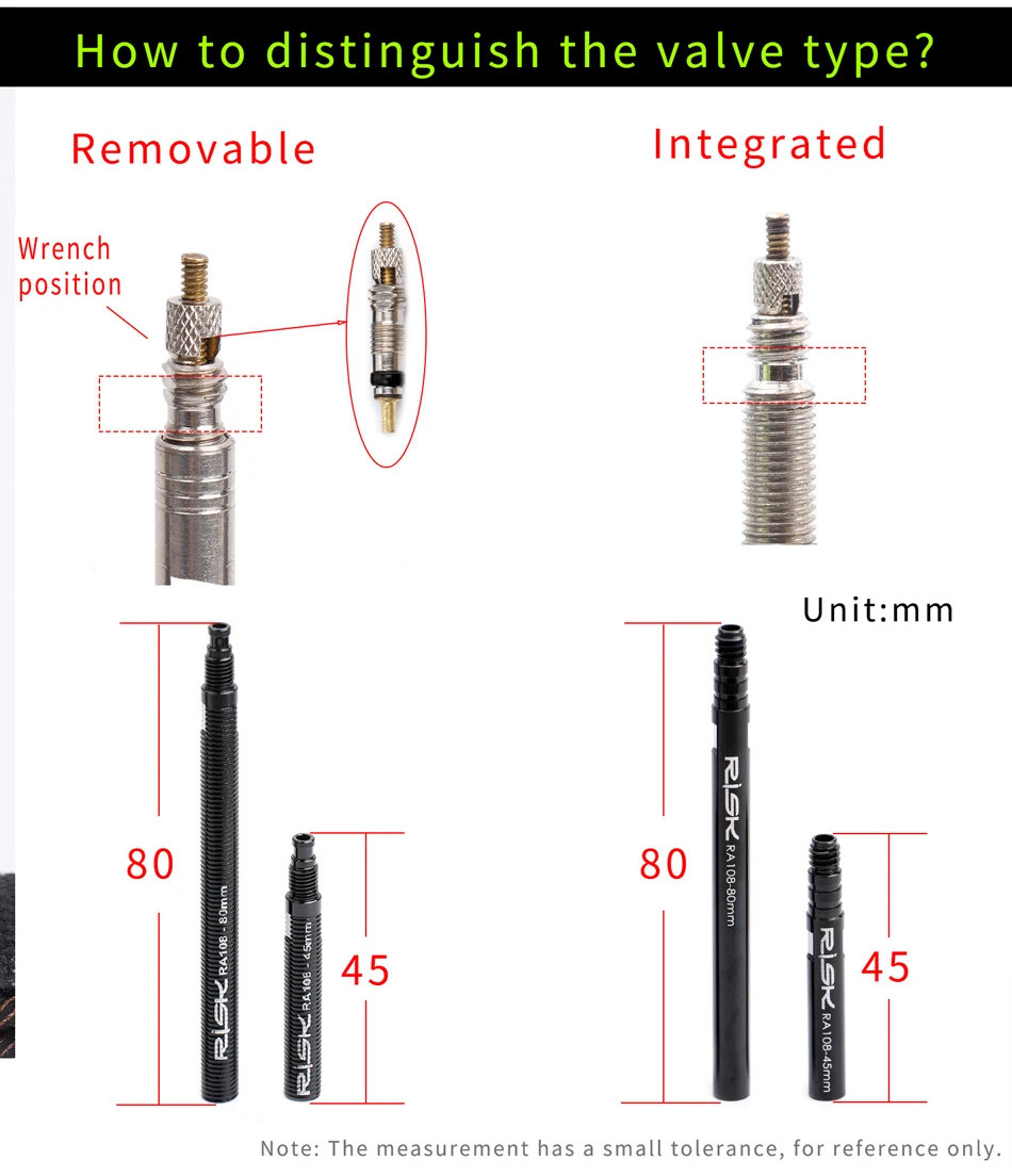 Risk Integrated Removable 45mm 80mm BIKE BICYCLE Inner tubes presta ...