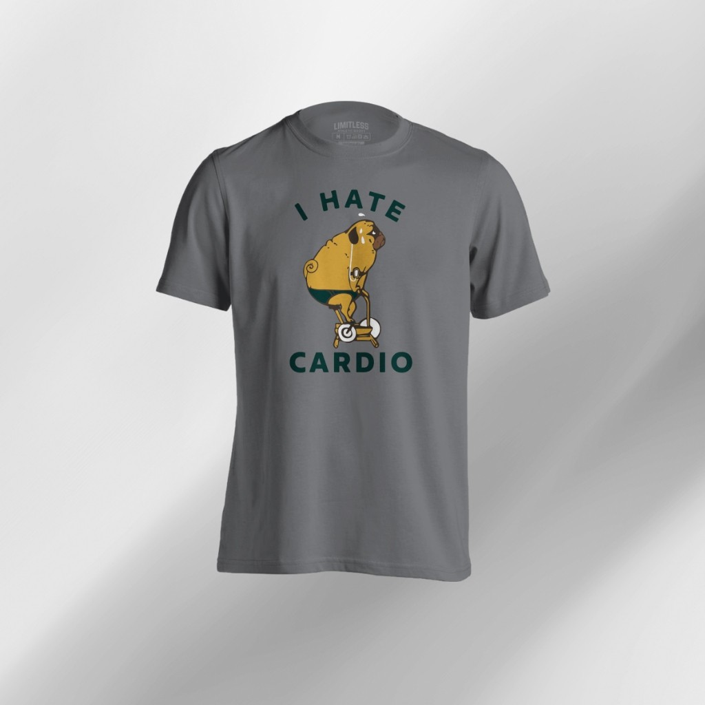 I Hate Cardio - เสื้อเชิ้ต Spunk Puggy Series เสื้อยืดลําลองผู้ชายสวมใส่ทุกวัน, ออกกําลังกายยิม ...