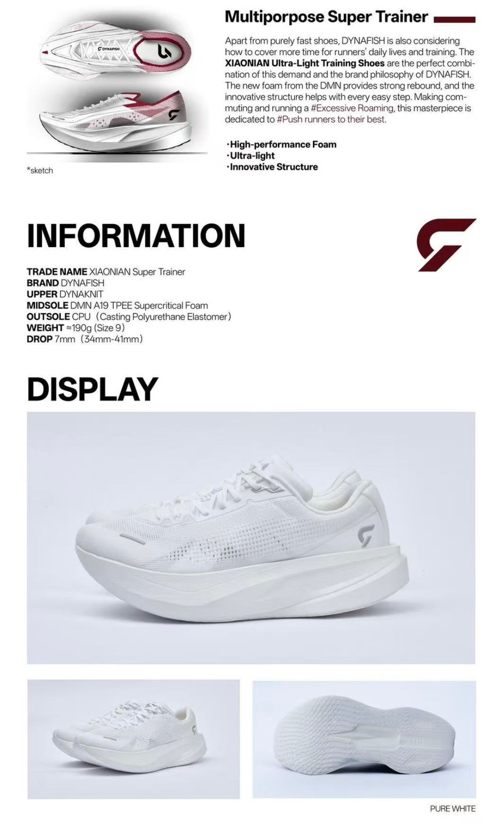 Dynafish XiaoNian Super Trainer รองเท้าวิ่ง Unisex | Shopee Thailand