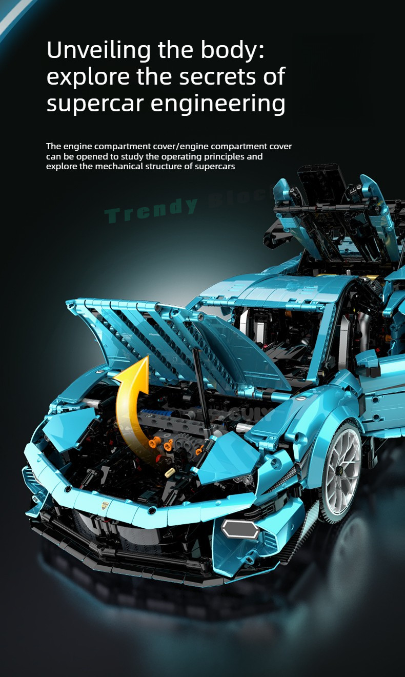 10660,Aventador SVj,1:8 รถ Building Blocks Technic Electroplated Blue ...