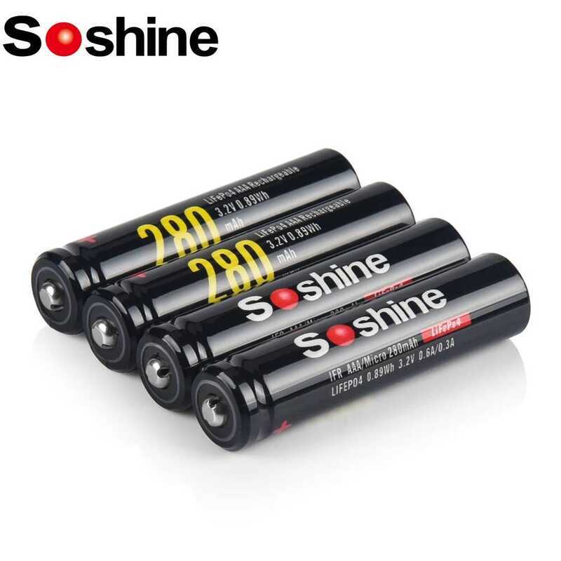 Soshine แบตเตอรี่ 4/8/12PC AAA 10440 LiFePO4 3.2V 280mAh แบตเตอรี่ชาร์จ ...