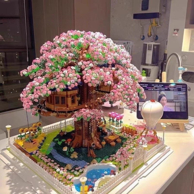 เข้ากันได้กับบล็อคตัวต่อ LEGO Sakura Tree House โมเดลของเล่นประกอบ ...
