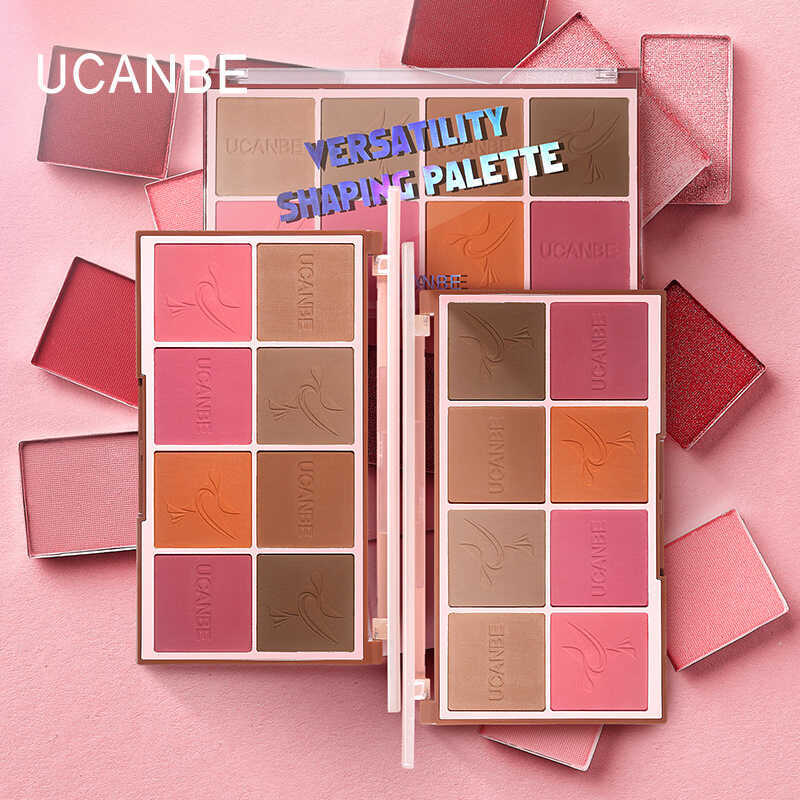 UCANBE 8 สี Contouring Blush Palette เงาจมูก Facial Shadow Blush Two-in ...