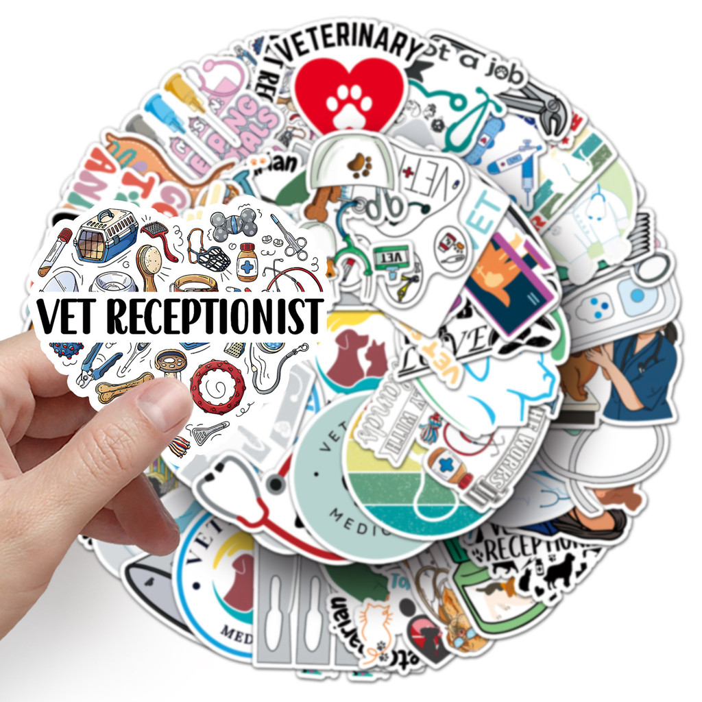 [Meow.Sensei] 51 แผ่น Veterinary Graffiti สติกเกอร์ที่ไม่ซ้ํากัน Cross ...