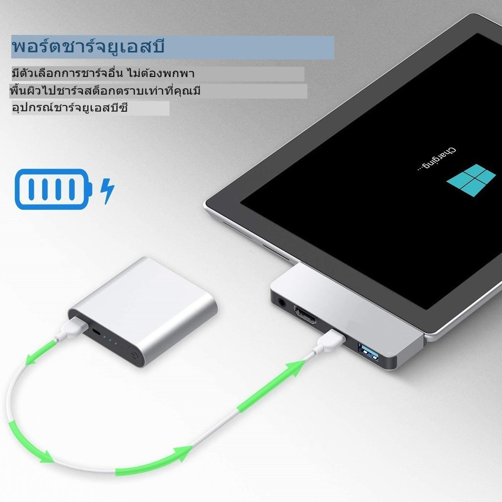 อะแดปเตอร์ฮับ Hub สำหรับ Microsoft Surface Go 1 2 3 4 Docking Station USB C ถึง 4K HDMI USB 3.0 ...