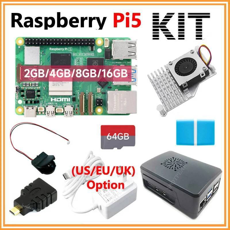 Raspberry Pi 5 16GB /8GB/4GB/2GB RAM Option Pi5 8GB KIt PD Power Supply ...