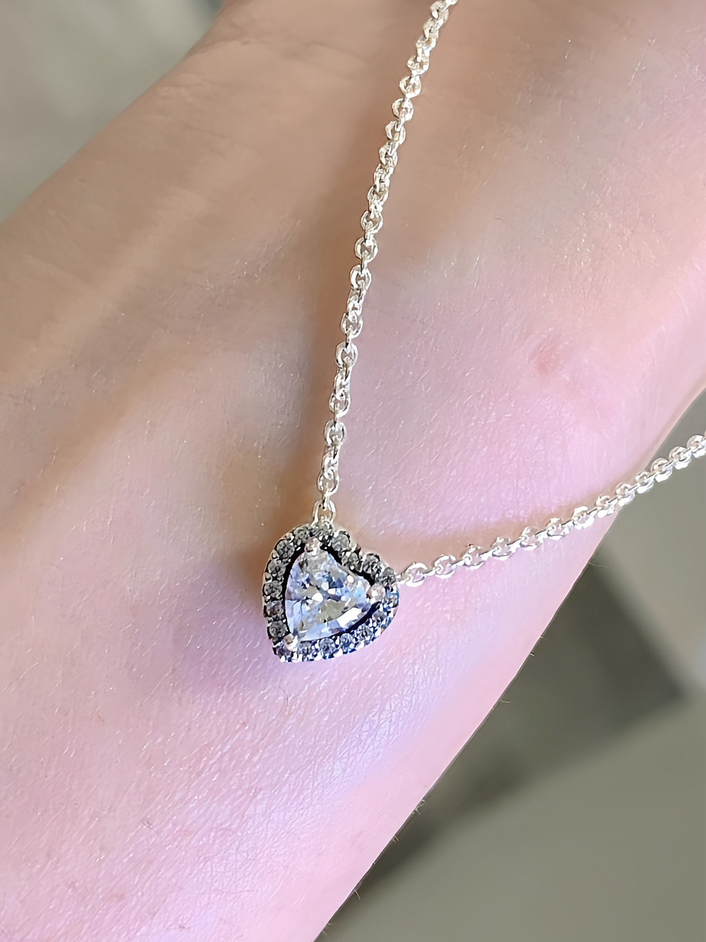 สินค้าแท้ 100% Pandora s925 silver heart-shaped necklace สไตล์เทรนดี้ ...