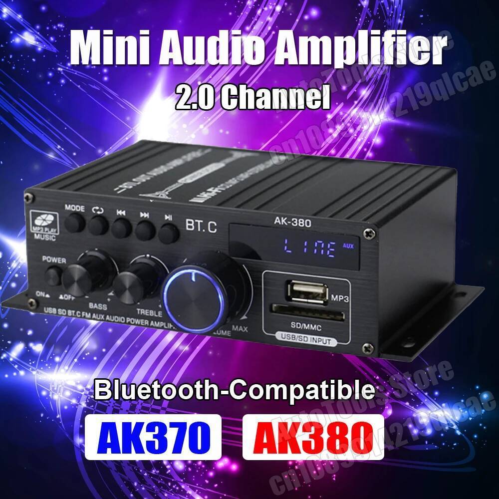 AK380/AK370 Mini Amplifier DC12V รถบ้าน Hifi Power Amplifier สเตอริโอ ...