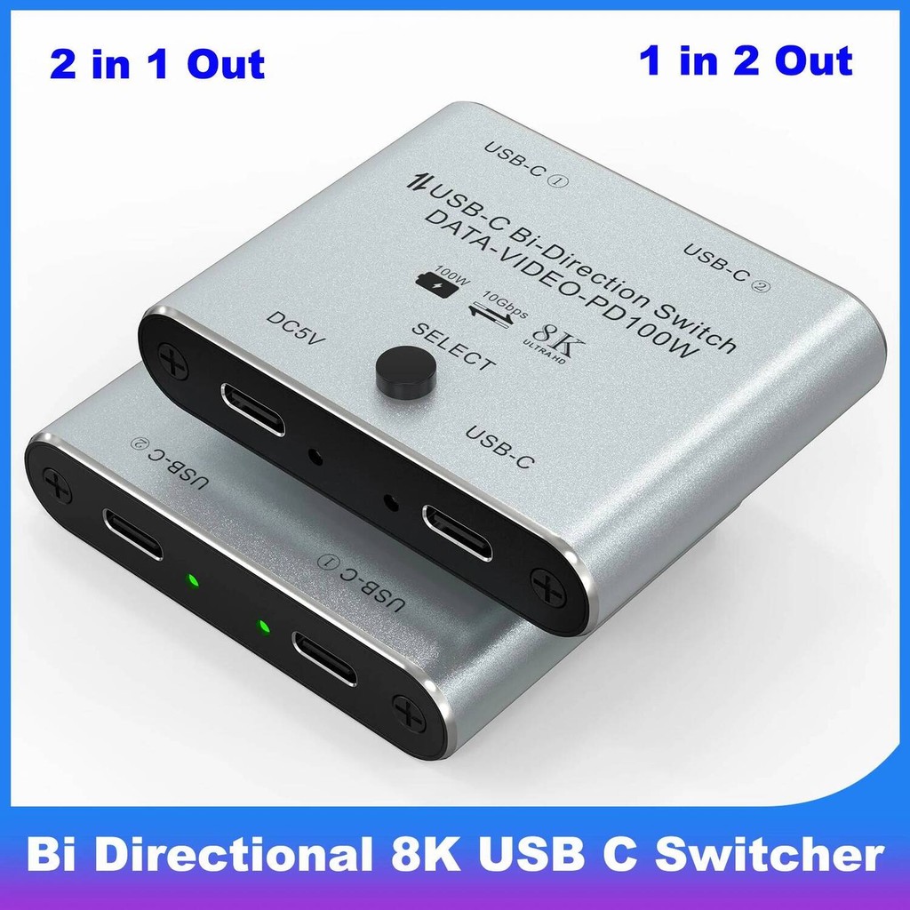 Bi Directional 8K USB C KVM Switch Splitter 2 in 1 Out สําหรับ 8K@60Hz ...