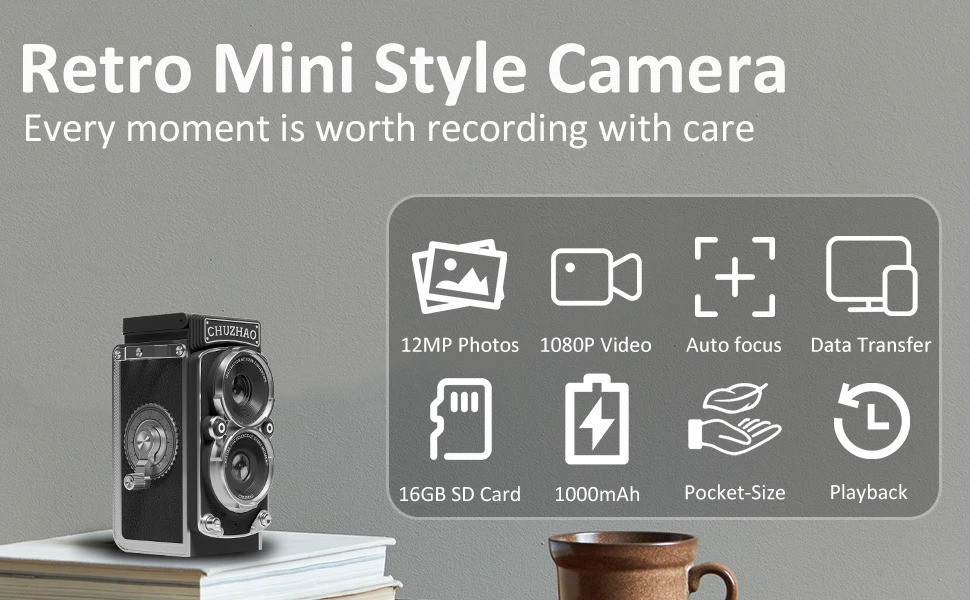 CHUZHAO Mini Retro Digital Camera CCD Vintage กล้อง 12MP 1080P Full HD ...