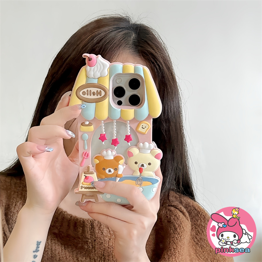 น่ารักการ์ตูน 3D ขนมหมีกรณีโทรศัพท์ที่เข้ากันได้สำหรับ iPhone 17 16 15 ...
