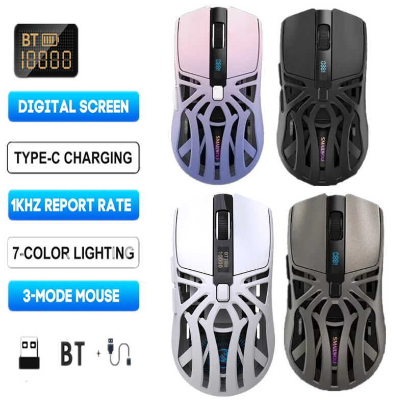 เมาส์ไร้สายชาร์จ 3 โหมดบลูทูธ 2.4G USB Optical Gaming Office Mouse ...