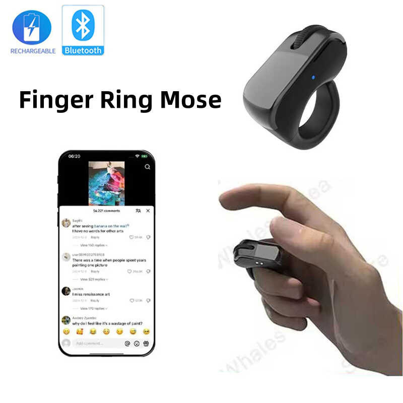 ไร้สายแบบพกพา Bluetooth Finger Ring เมาส์สองโหมดรีโมทคอนโทรล Tiktok ...