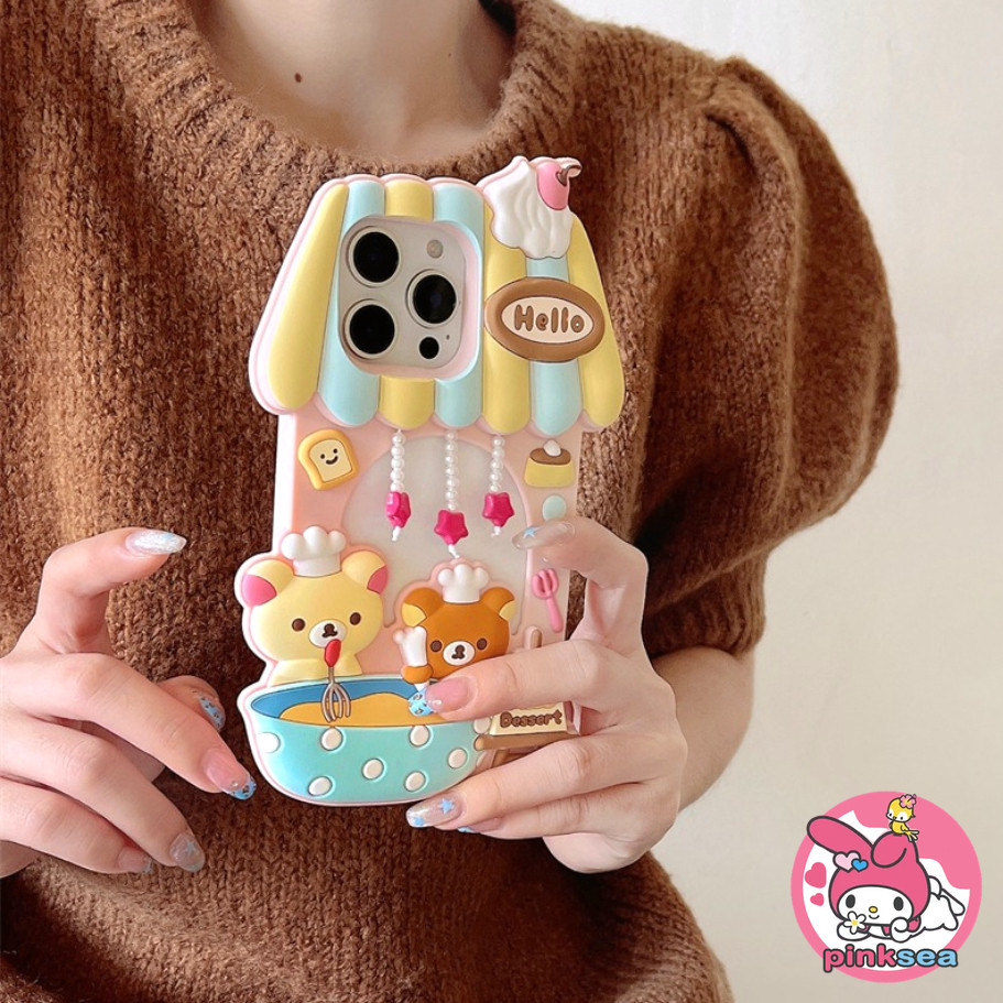 น่ารักการ์ตูน 3D ขนมหมีกรณีโทรศัพท์ที่เข้ากันได้สำหรับ iPhone 17 16 15 ...