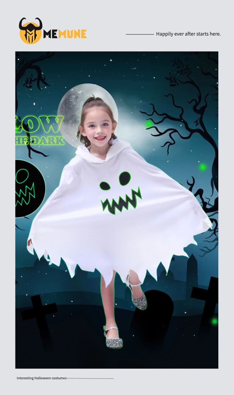 เสื้อคลุมเด็กธีม White Ghost Grimace สำหรับปาร์ตี้ฮาโลวีน | Shopee Thailand
