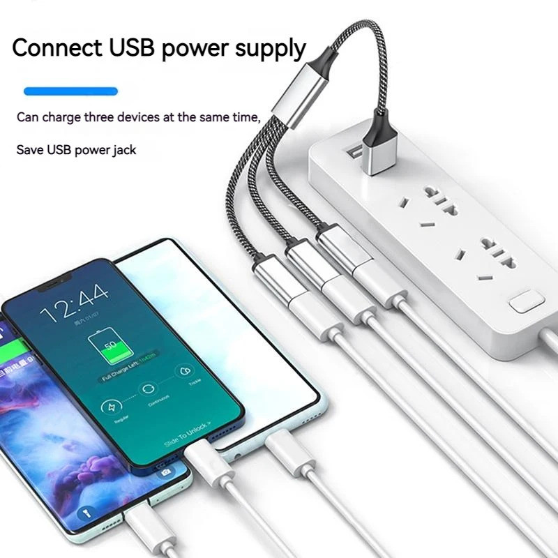 4 in 1 USB Splitter Cable, USB Power Splitter 1 ชาย 4 หญิง, USB Hub 2.0 ...