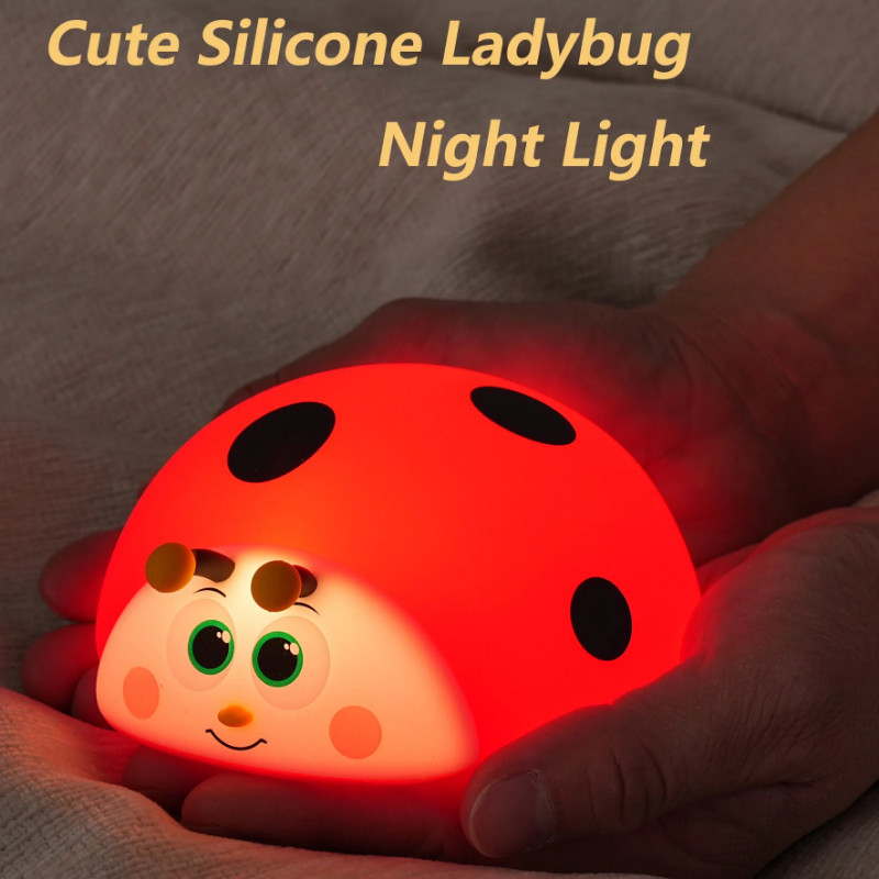 น่ารัก Ladybug Night Light ซิลิโคนเนอสเซอรี่ Sleeping โคมไฟ Touch ...