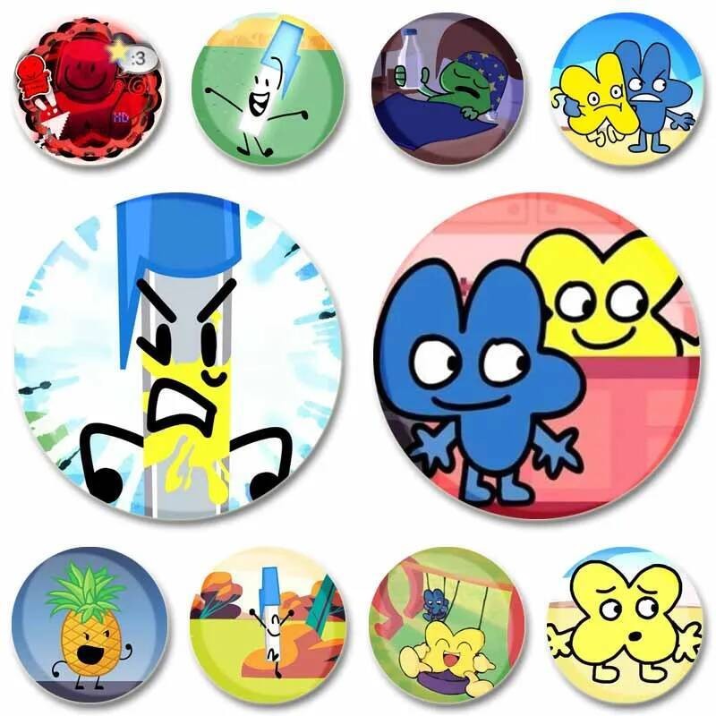 ตลกอะนิเมะ BFDI ไอคอนรอบ Badge การ์ตูนสร้างสรรค์ Four และ X เคลือบ Pins ...