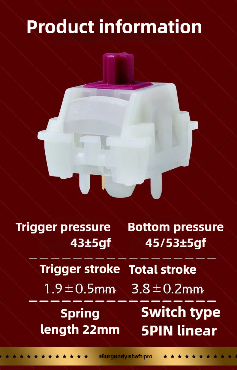 KTT Wine Red Switch PRO 5PIN Linear Upgraded Light Guide Mirror ...