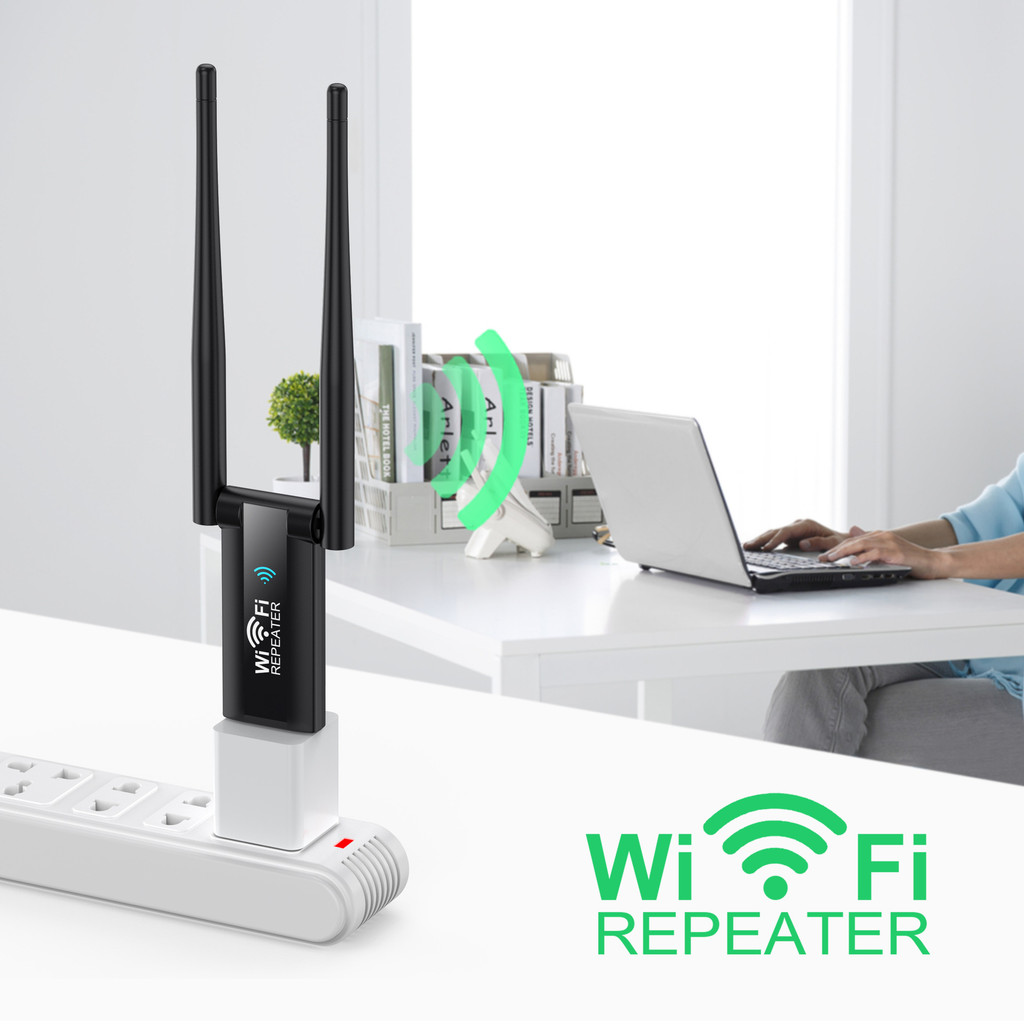 Wireless USB WiFi 2เสาอากาศ 300Mbps เครื่องขยายสัญญาณ WiFi Booster Long ...