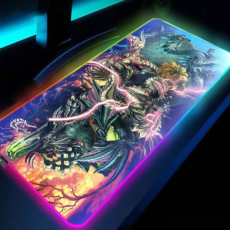 แผ่นรองเมาส์ RGB ขนาดใหญ่ XXL Gaming Mousepad LED แผ่นรองเมาส์ Monster ...