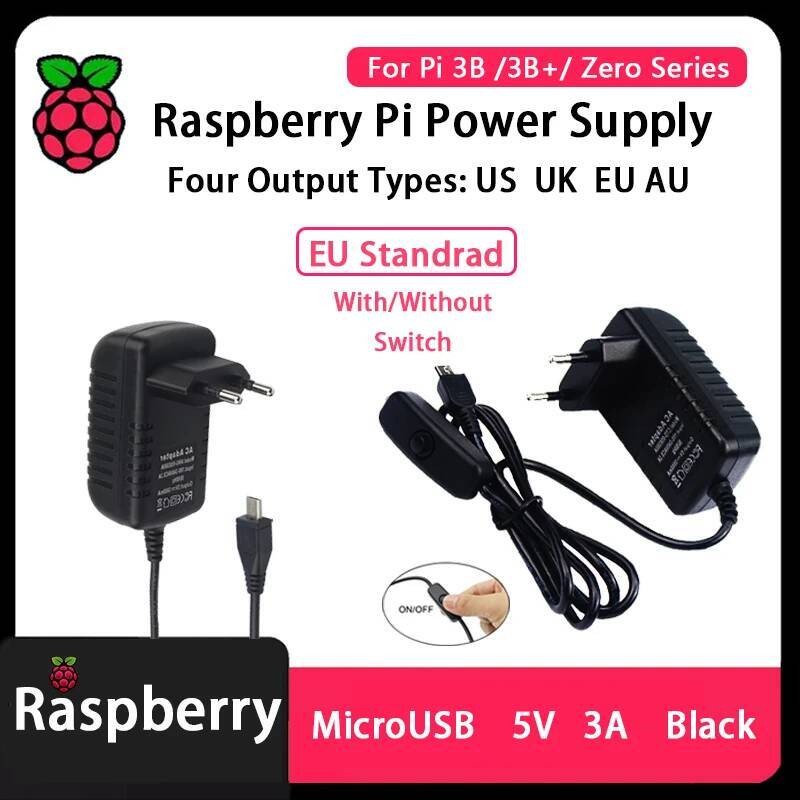 Raspberry Pi แหล่งจ่ายไฟ microUSB อะแดปเตอร์ 5V 3A อะแดปเตอร์สําหรับ ...