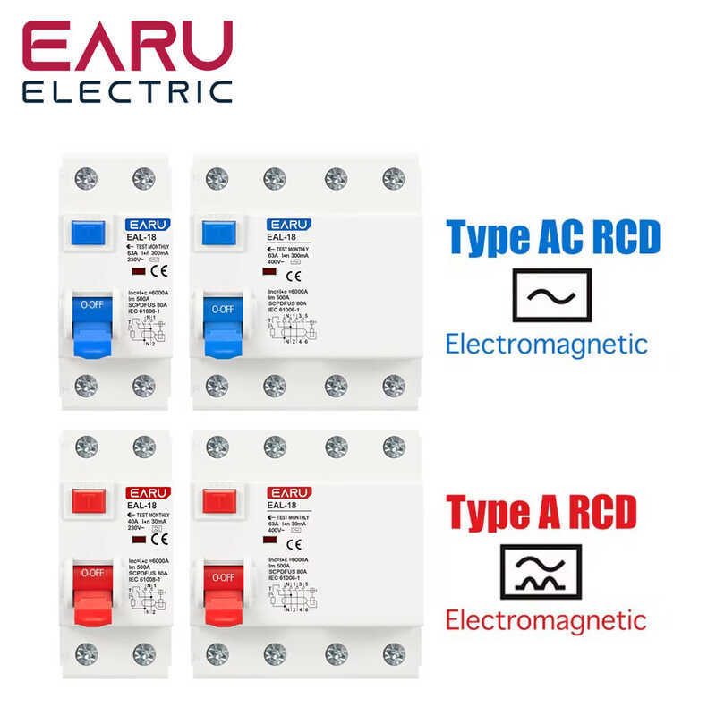 2P 4P A Type AC Type AAC RCCB RCD ELCB เบรกเกอร์กระแสไฟเหลือ การป้องกัน ...