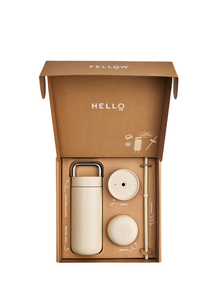 Fellow Carter Coffee Thermos Cup Three Lid Gift Box Ceramic Liner ...