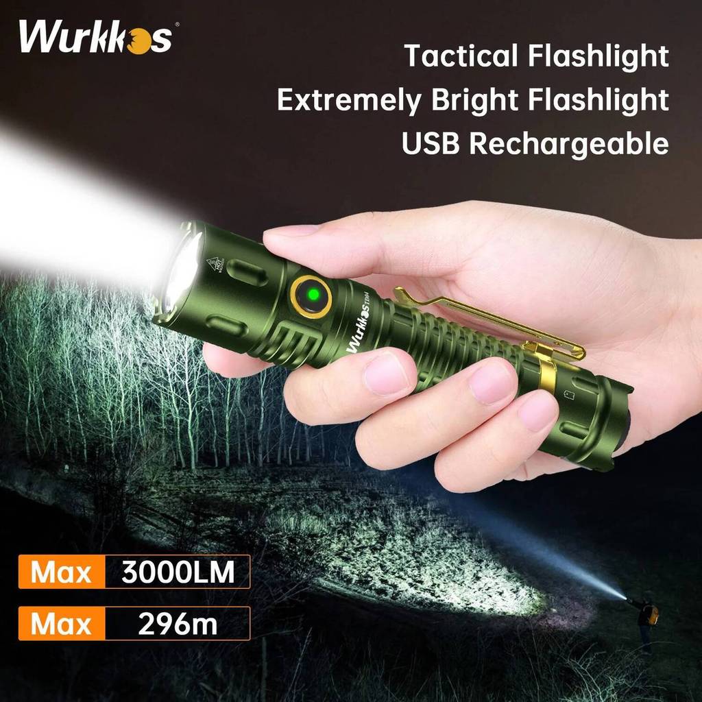 Wurkkos TD04 ไฟฉายยุทธวิธีแบบพกพา 3000 LM ไฟฉาย LED ไฟฉายแบบชาร์จไฟได้ XHP50D HI IP68 | Shopee ...