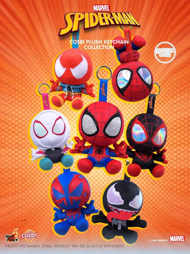 ของเล่นร้อน Spiderman Cosbi พวงกุญแจคอลเลกชันกล่องตาบอด Venom Spiderman ...