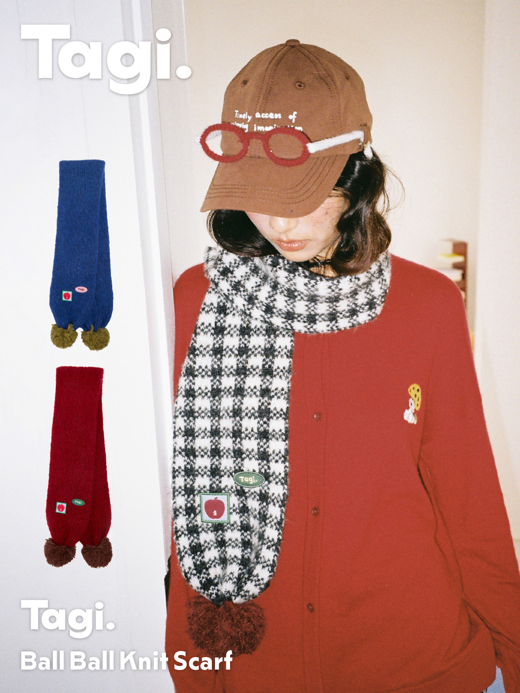 Tagi. Ball Ball Knit Scarf ผ้าพันคอถักปอมปอม | Shopee Thailand