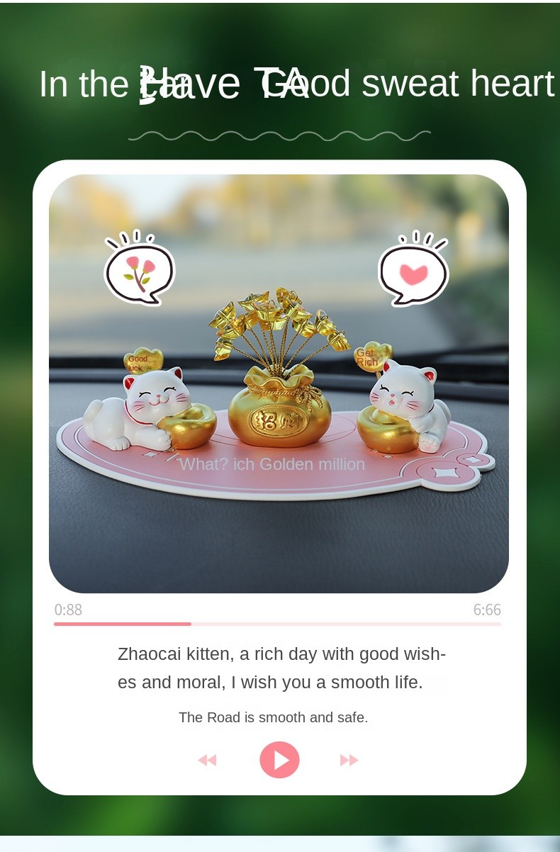 【Lucky Cat】Car Dashboard Decor Child-Safe Car Decor | Premium ABS Resin ...